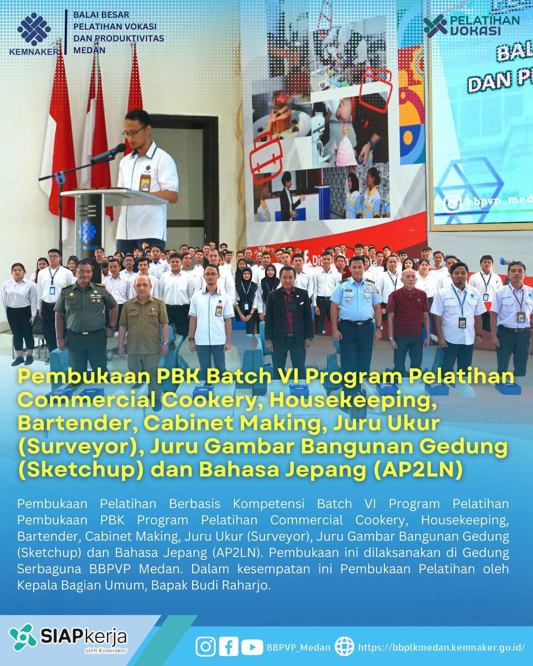 Pembukaan PBK Batch VI Program Pelatihan Commercial Cookery ...