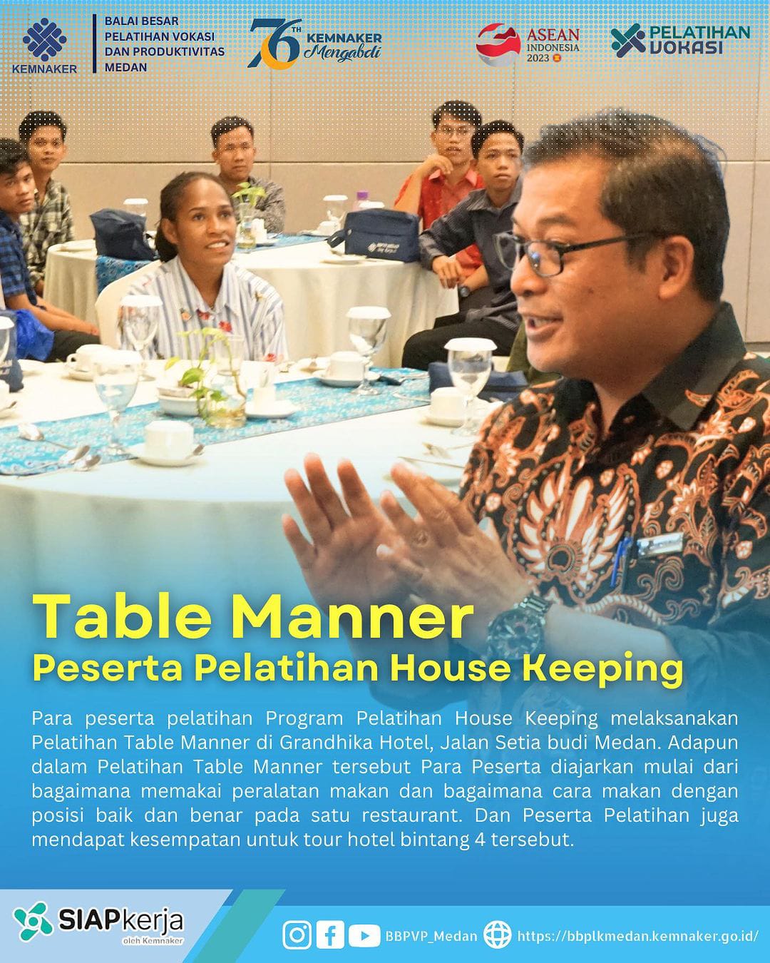 Table Manner Peserta Pelatihan House Keeping – BBPVP MEDAN